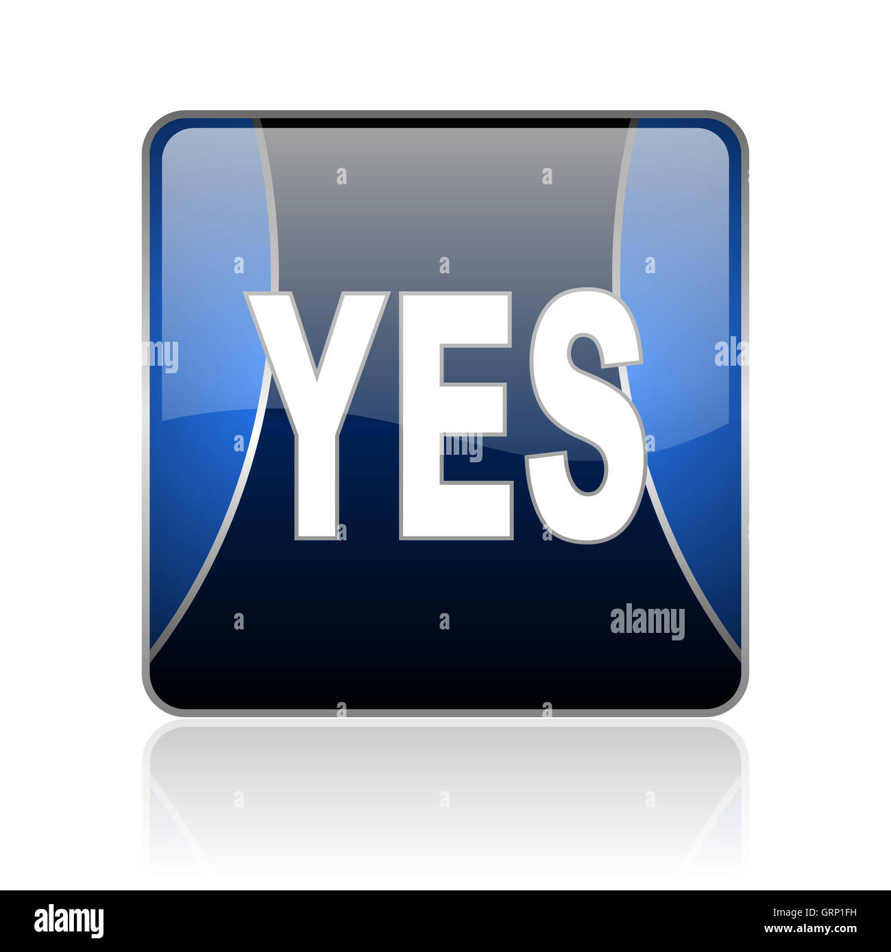 yes blue square web glossy icon Stock Photo - Alamy