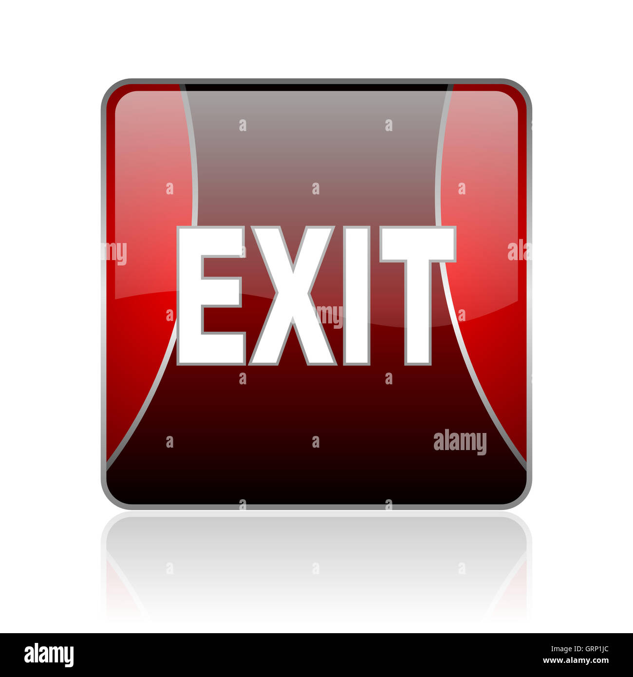 exit red square web glossy icon Stock Photo - Alamy