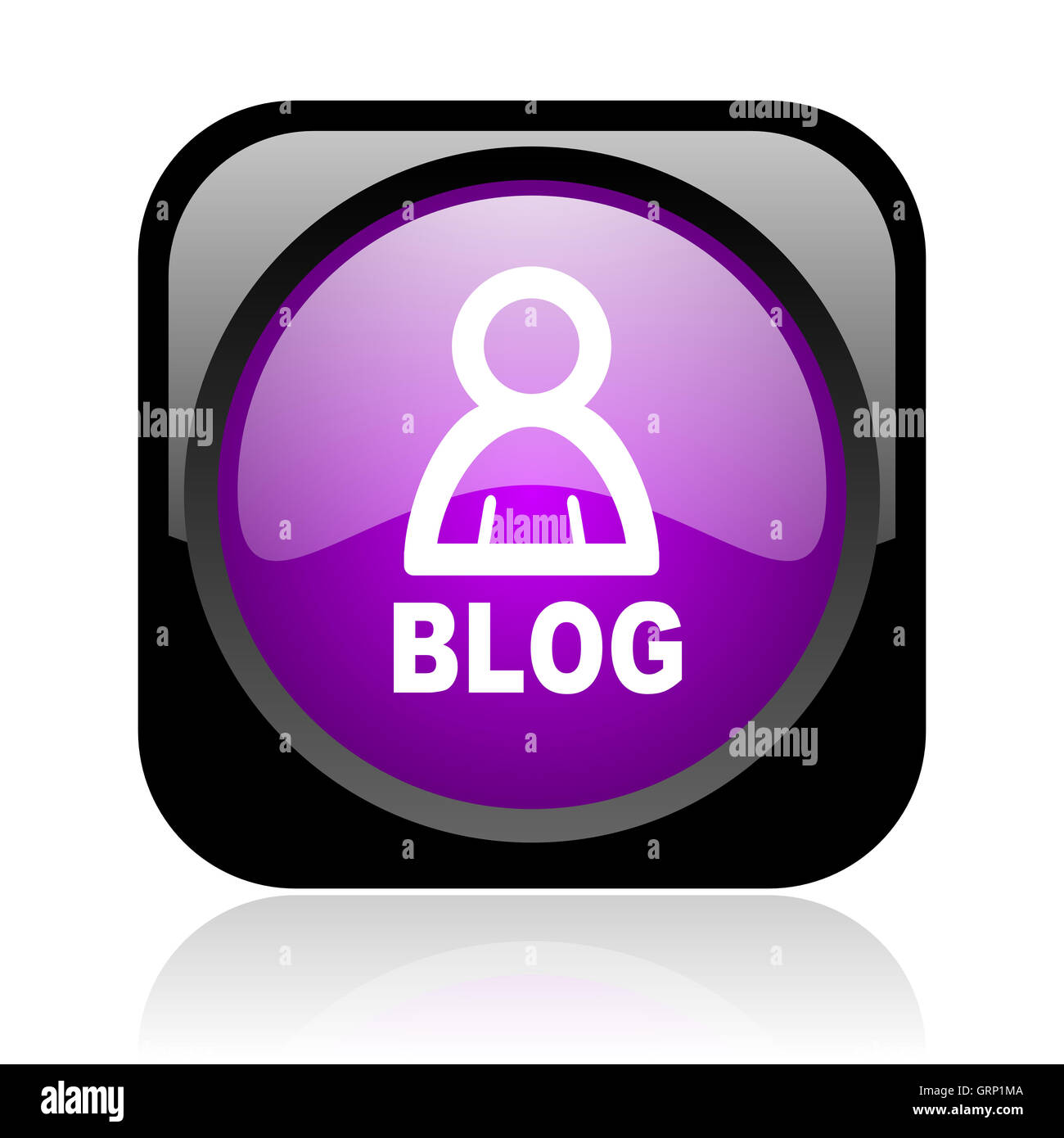 blog black and violet square web glossy icon Stock Photo - Alamy