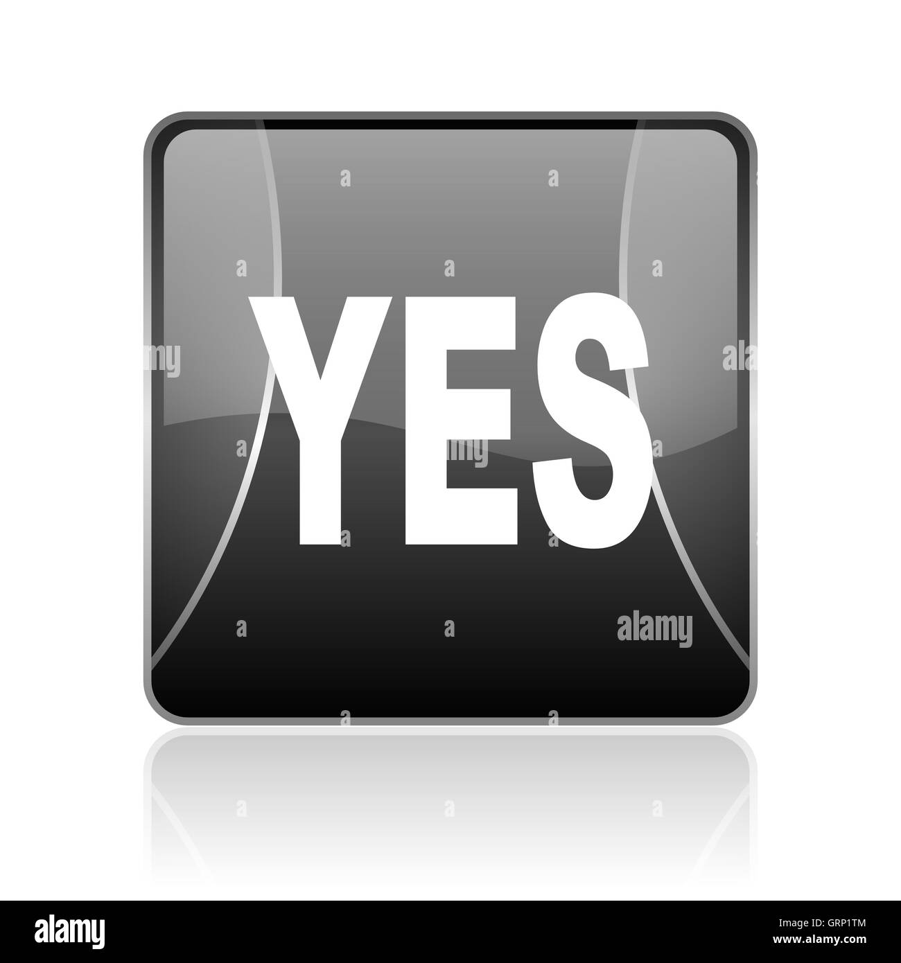yes black square web glossy icon Stock Photo - Alamy