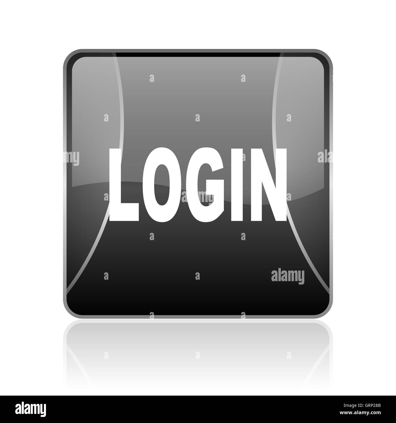 login black square web glossy icon Stock Photo - Alamy