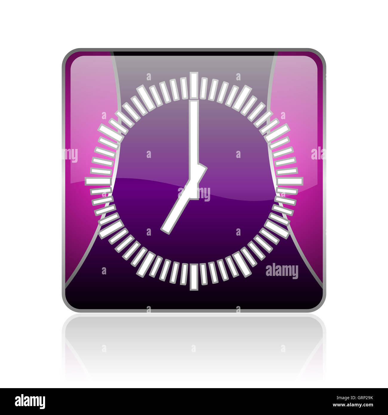 clock violet square web glossy icon Stock Photo - Alamy