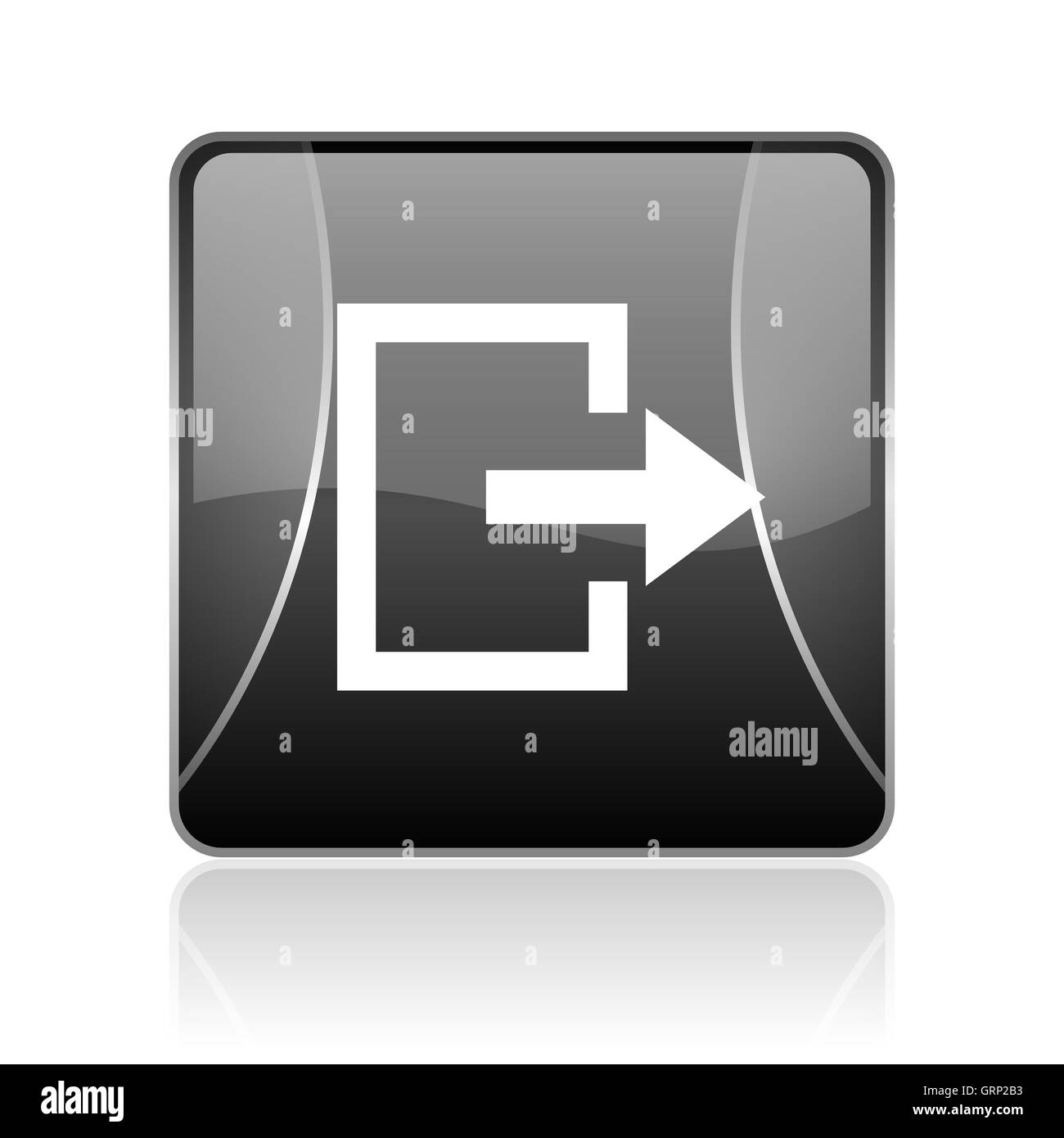 exit black square web glossy icon Stock Photo - Alamy