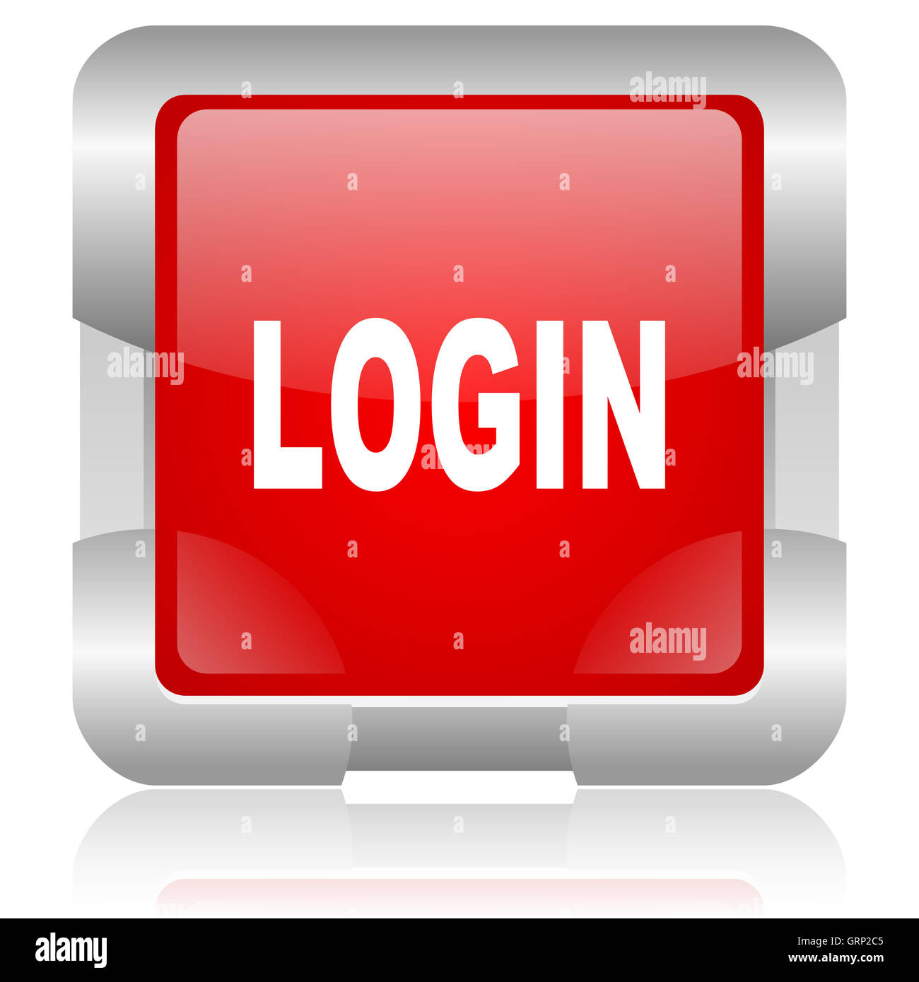 login red square web glossy icon Stock Photo - Alamy
