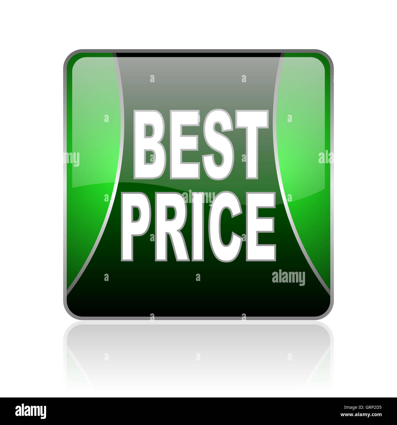 best price black and green square web glossy icon Stock Photo - Alamy