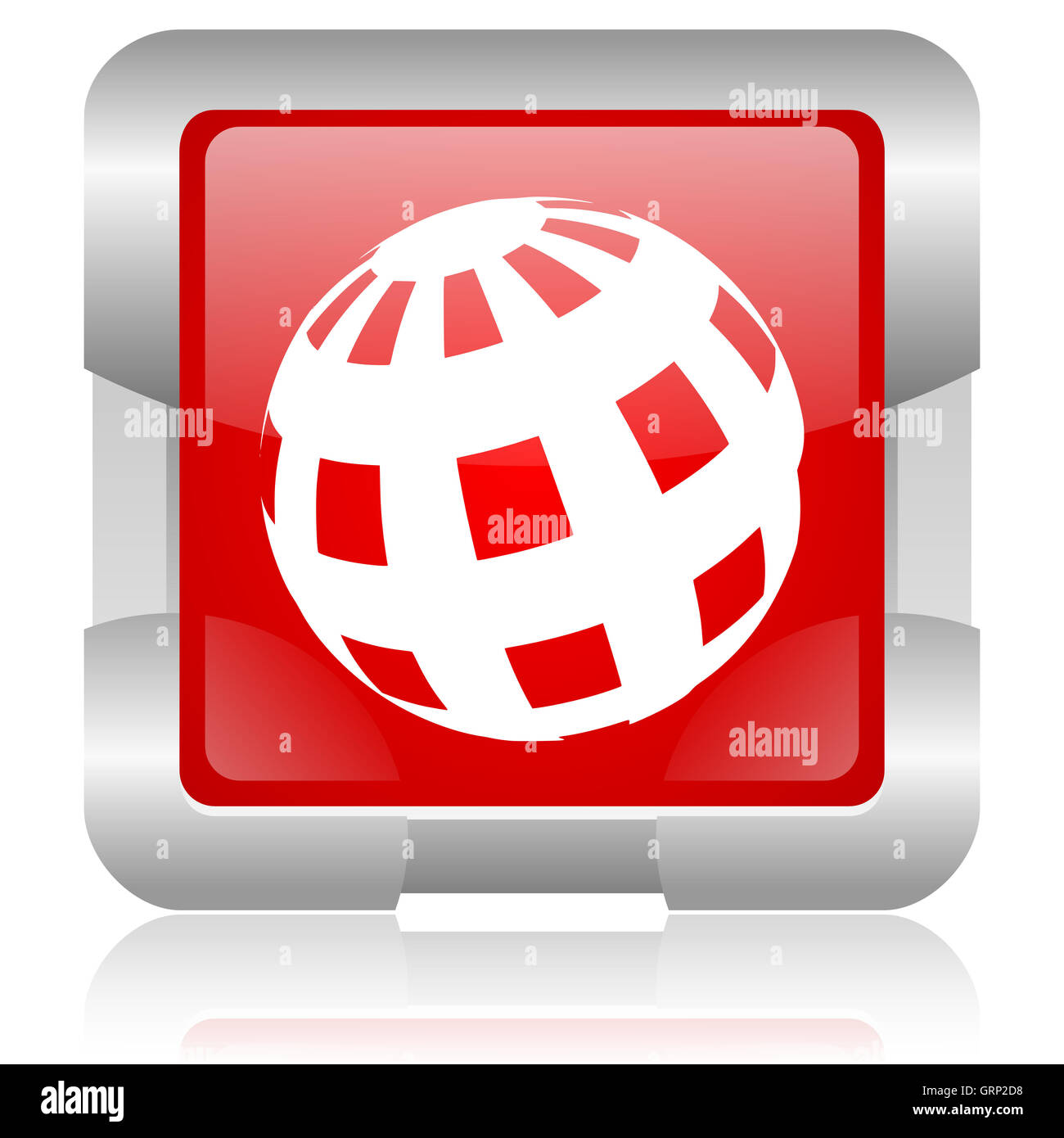 earth red square web glossy icon Stock Photo - Alamy