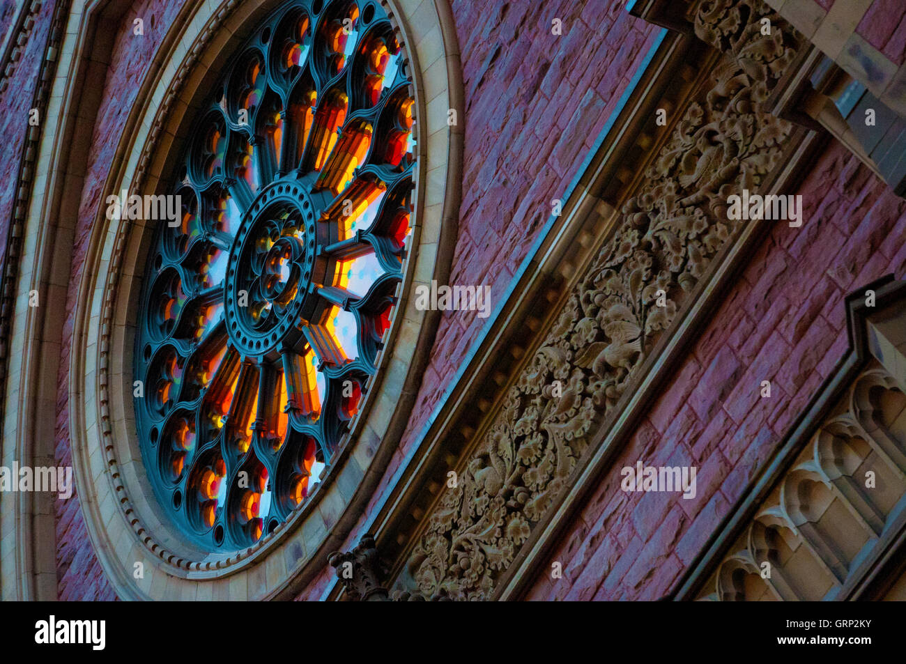 Angled facade illuminated church window hi-res stock photography and ...