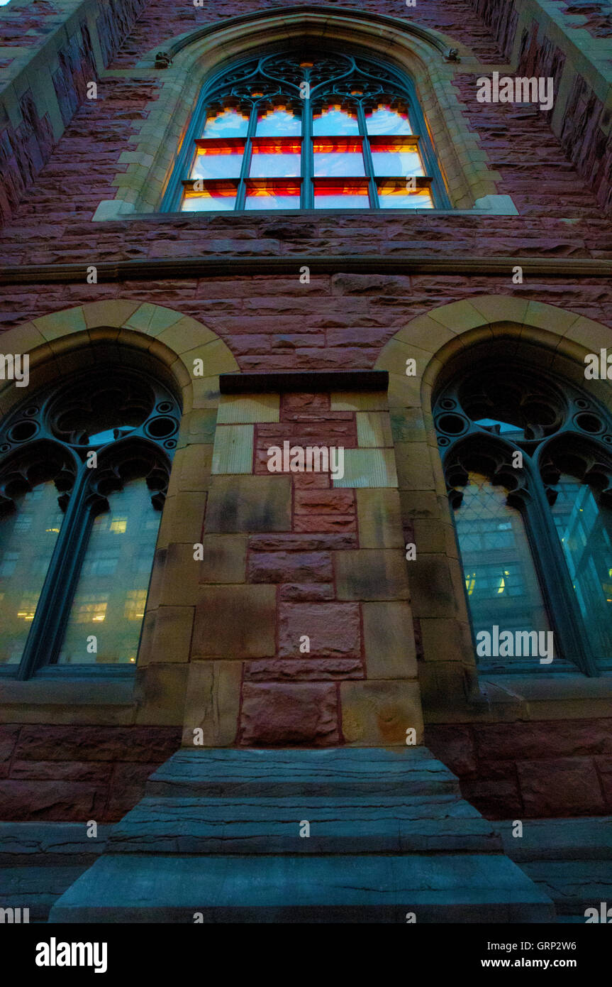 Close-Up Detail of Front Facade Round Arcing Window Illuminated on ...