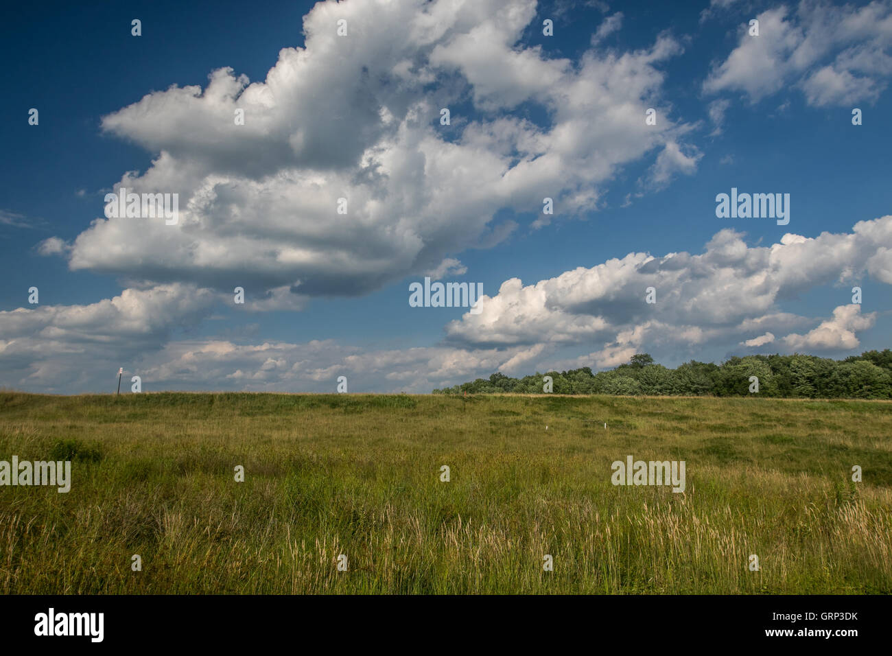 Cloudy sky over a field Stock Photo - Alamy