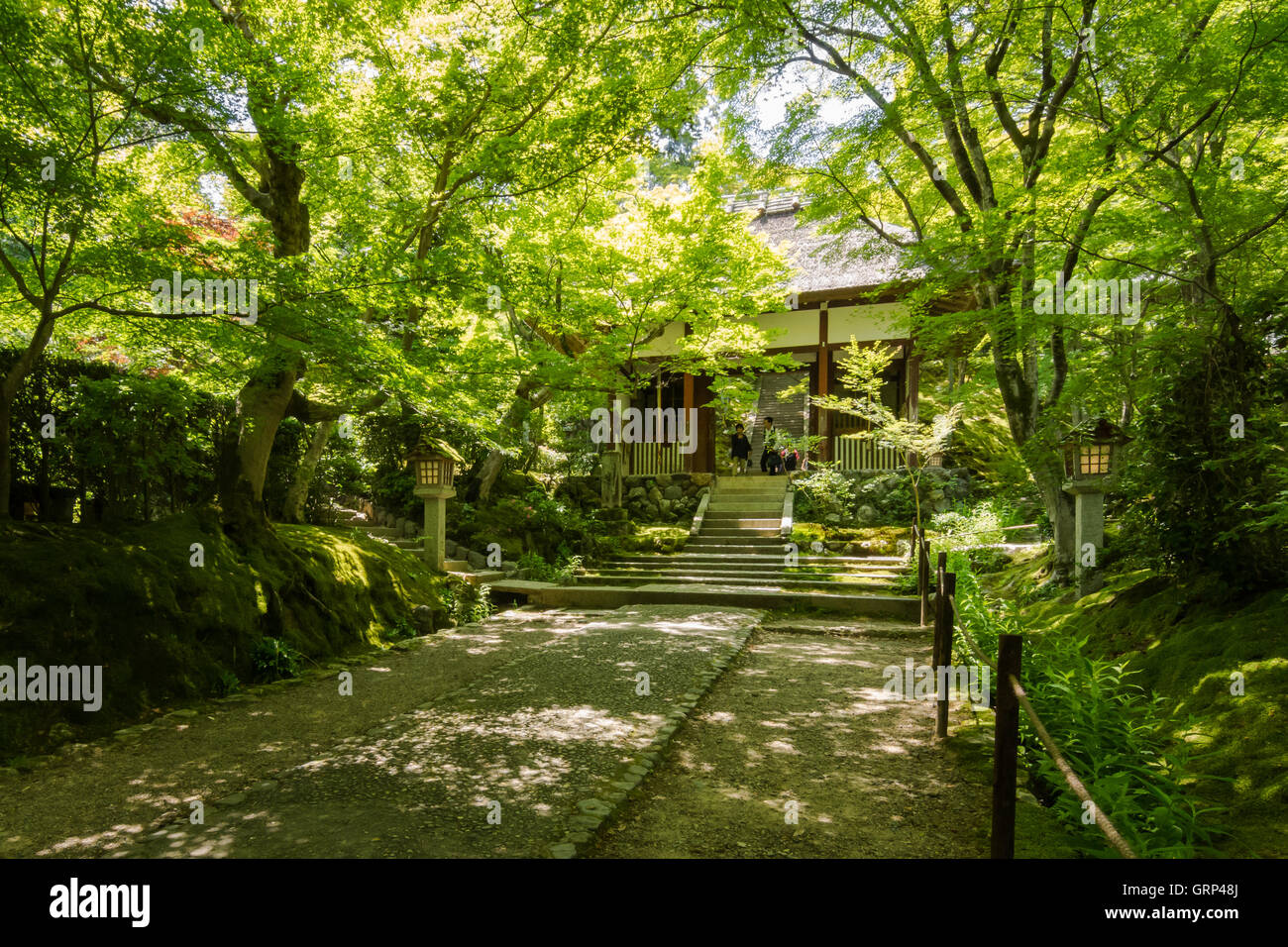 Tranquil garden near Jōjakukō-ji temple in Arashiyama district of Kyoto ...