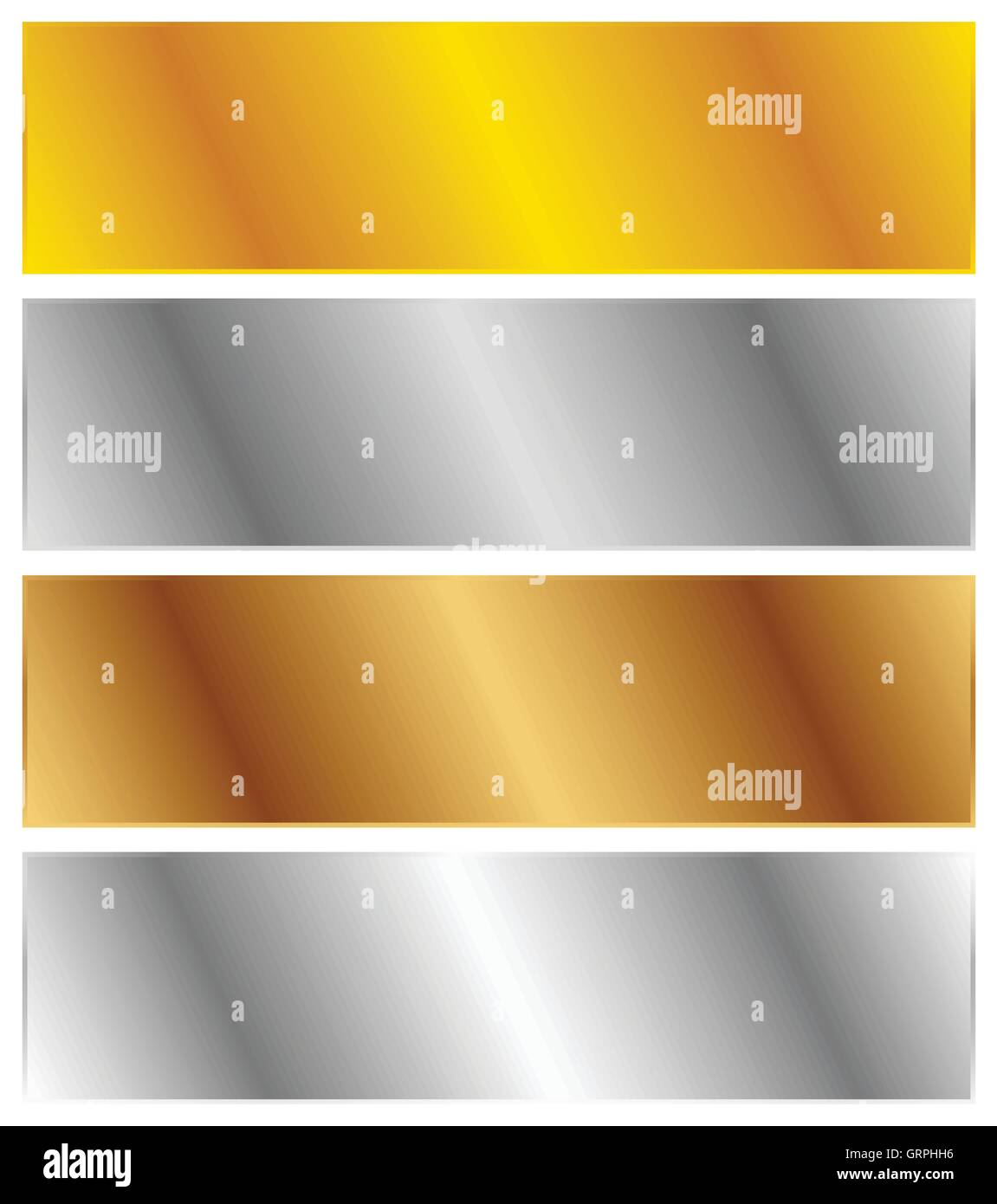 Gold, silver, bronze and platinum banners with shade effect. Blank ...