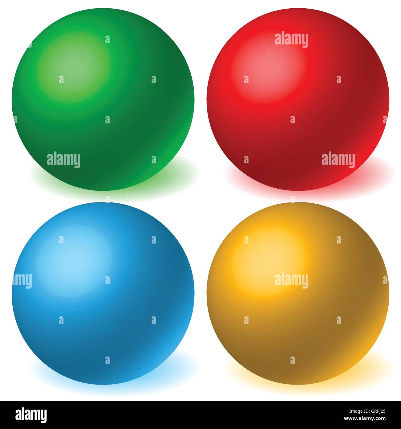 Set of 4 spheres with glowing shadow. Spatial, 3d balls, orbs Stock ...