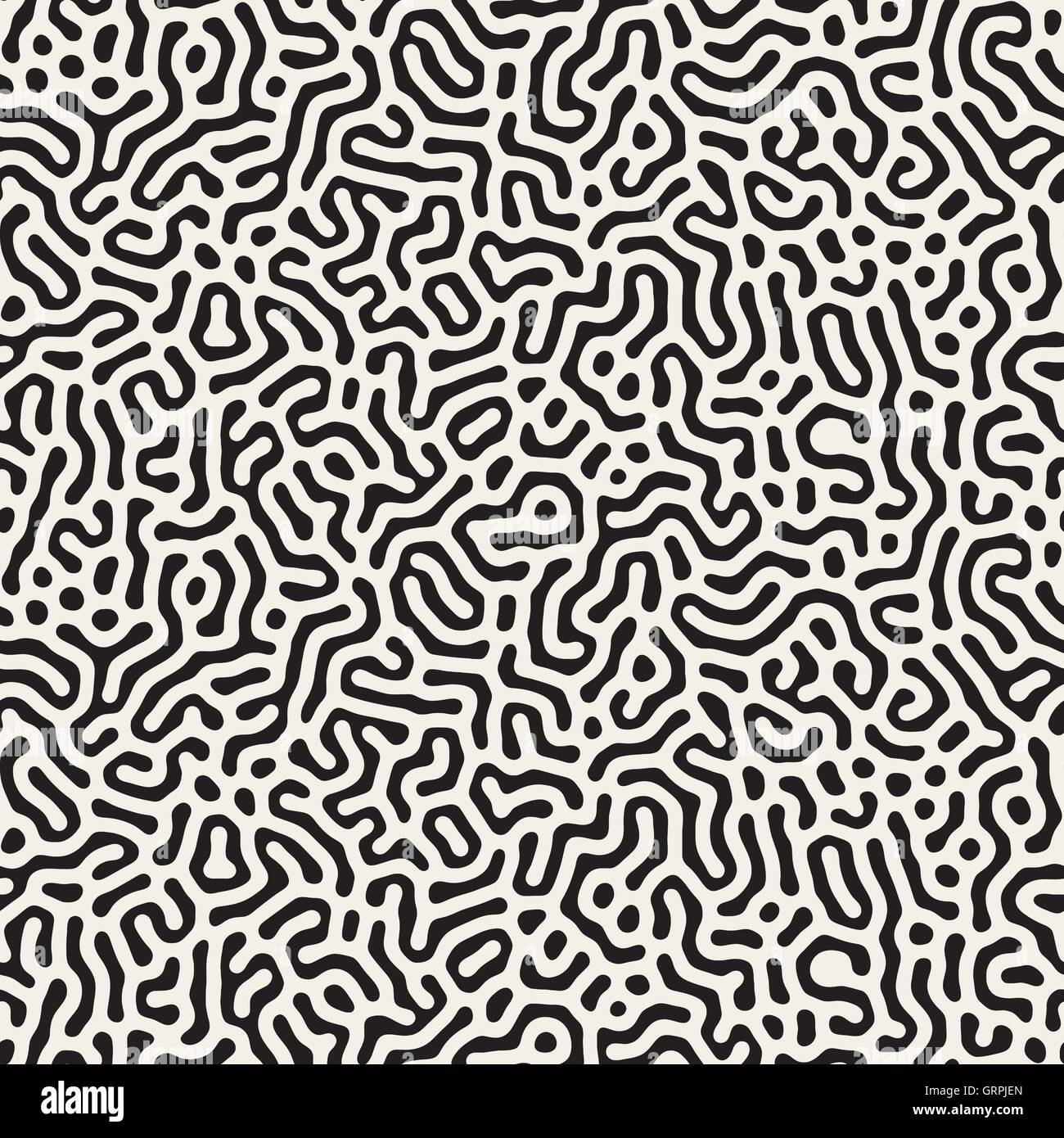 Vector Seamless Black and White Organic Lines Pattern Stock Vector ...