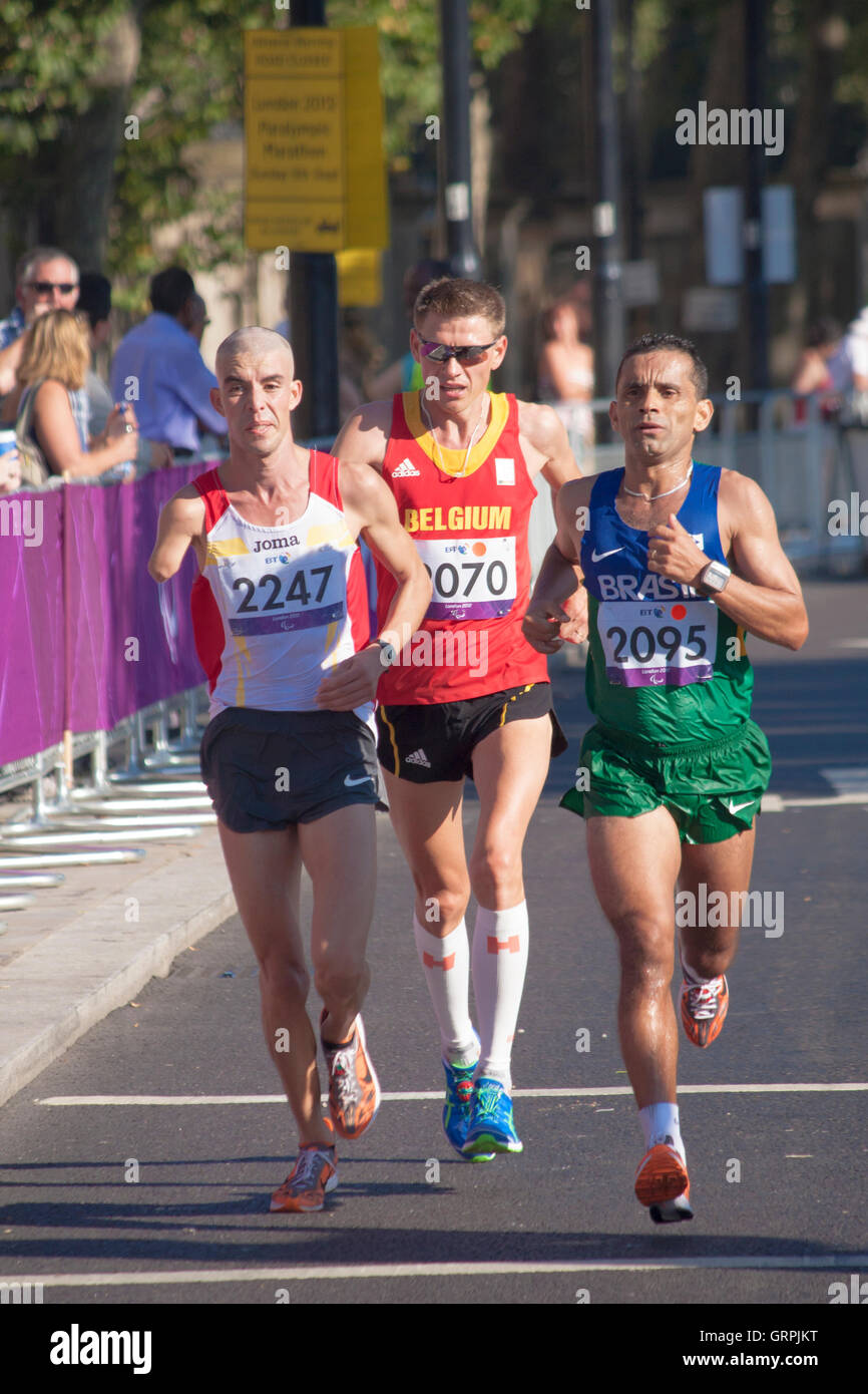 London 2012 paralympics marathon. Tito Sena, Abderrahman Khamouch and ...