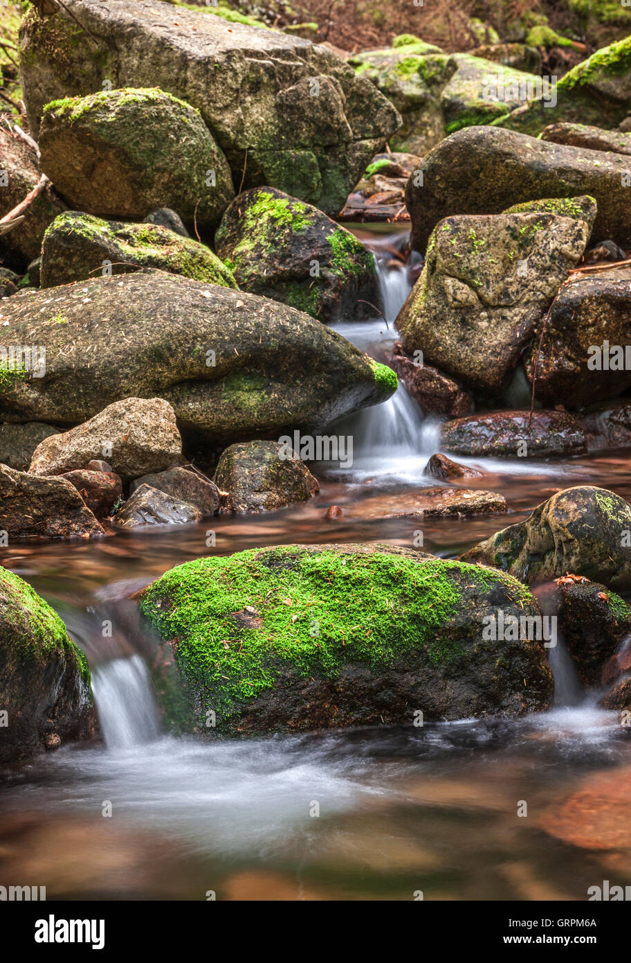 Meandering mountain stream Stock Photo - Alamy
