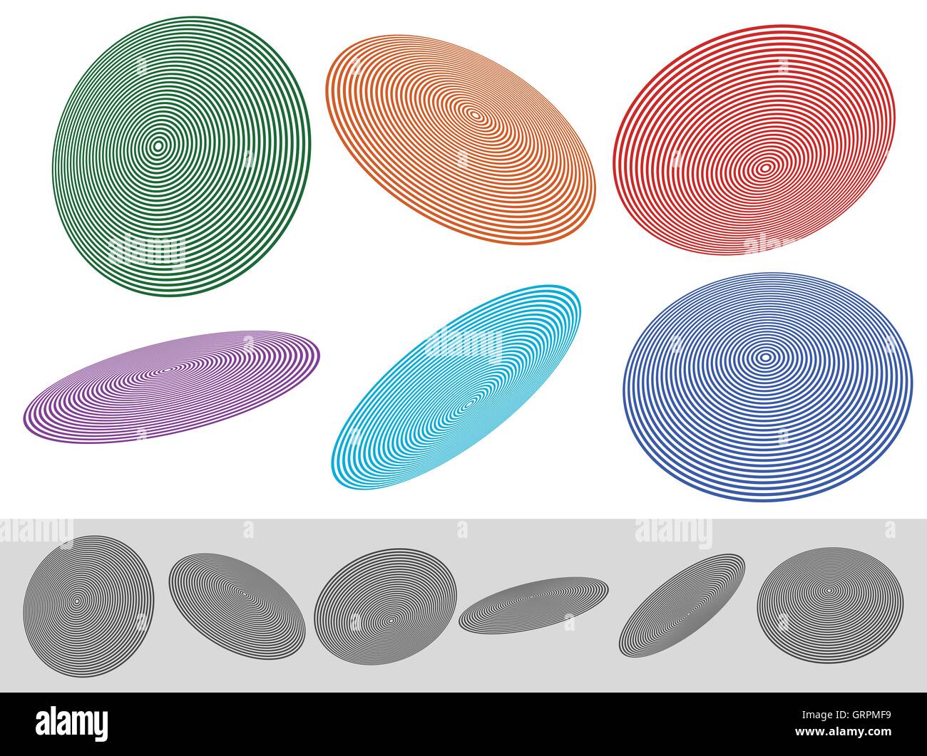 Concentric circle elements. Radiating, radial circles Stock Vector ...