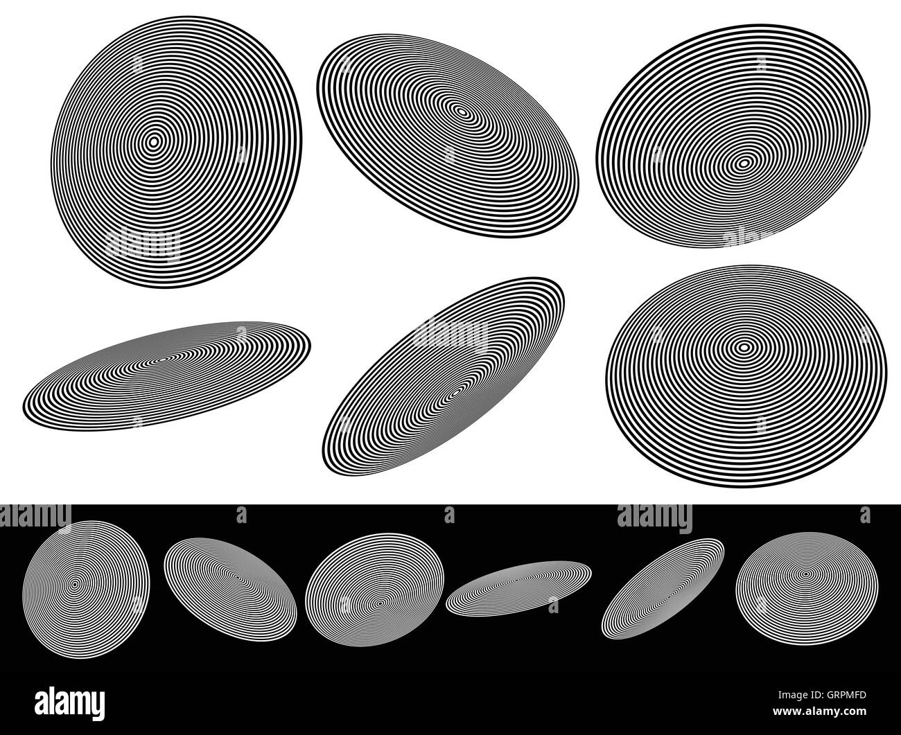 Concentric circle elements. Radiating, radial circles Stock Vector ...