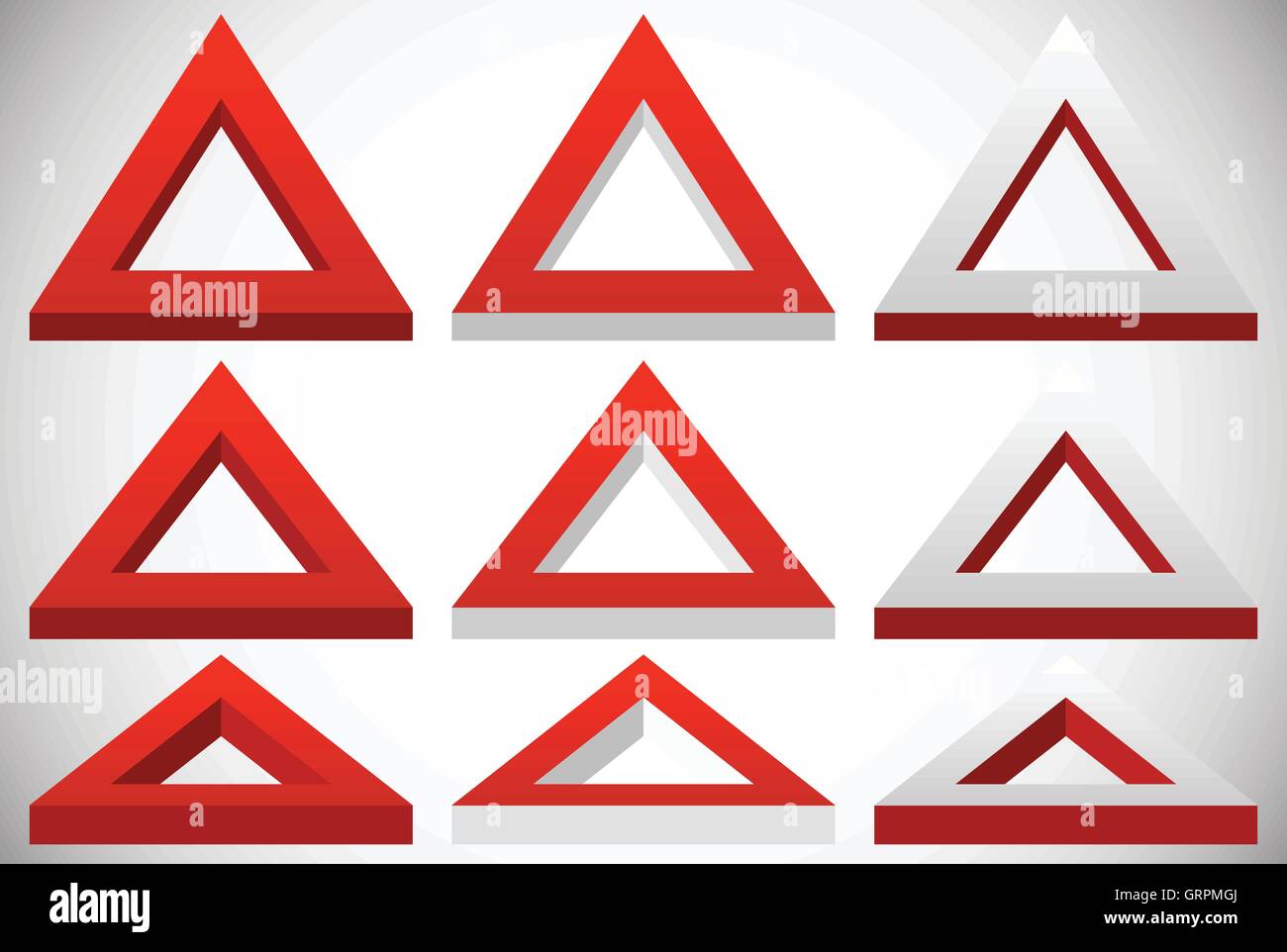3d triangle shape in more colors set at different angles Stock Vector ...