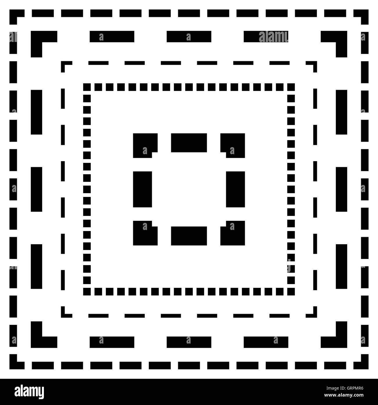 Dashed line squares. Thin and thick lines. Cut lines, square cutout ...
