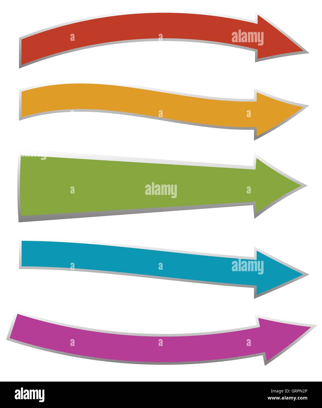 Colorful arrows pointing right. 5 shape and colors Stock Vector Image ...