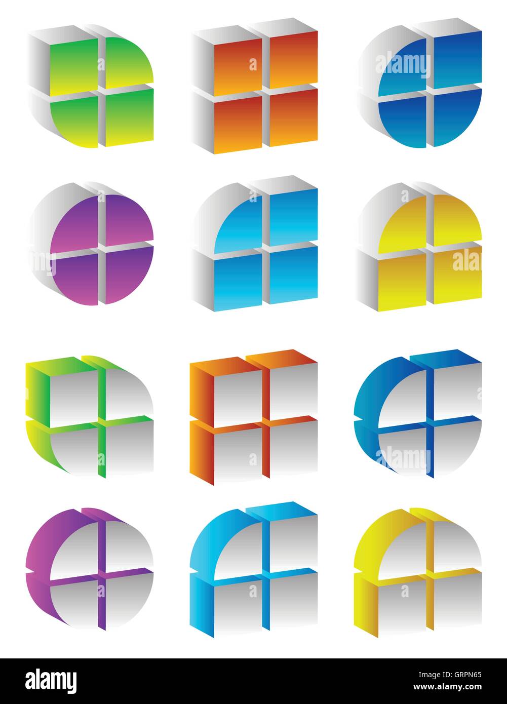 Spatial colorful 3d shapes. Generic multicolor design elements Stock ...