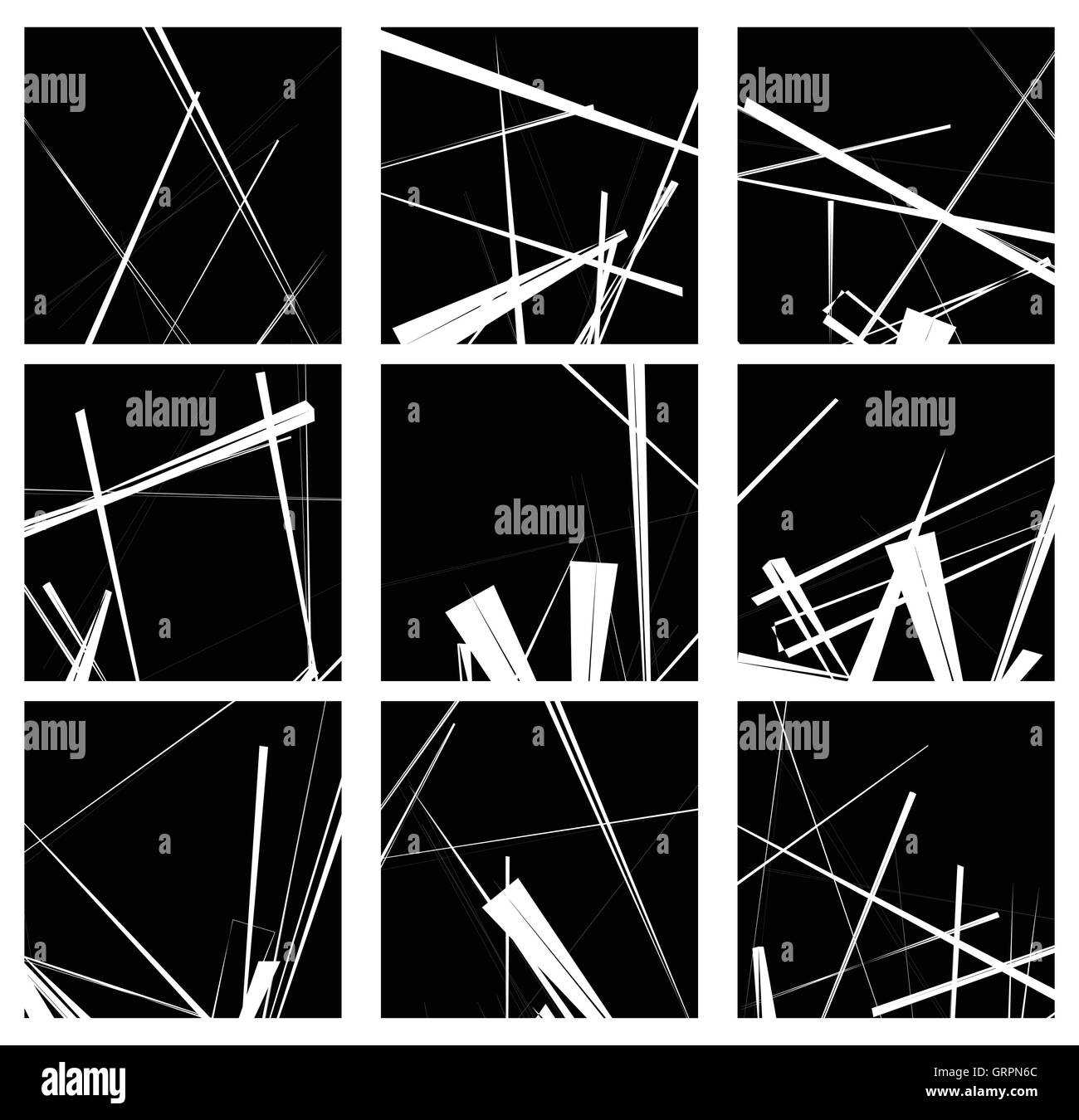 Random lines artistic element / pattern set. Non figural monochrome ...