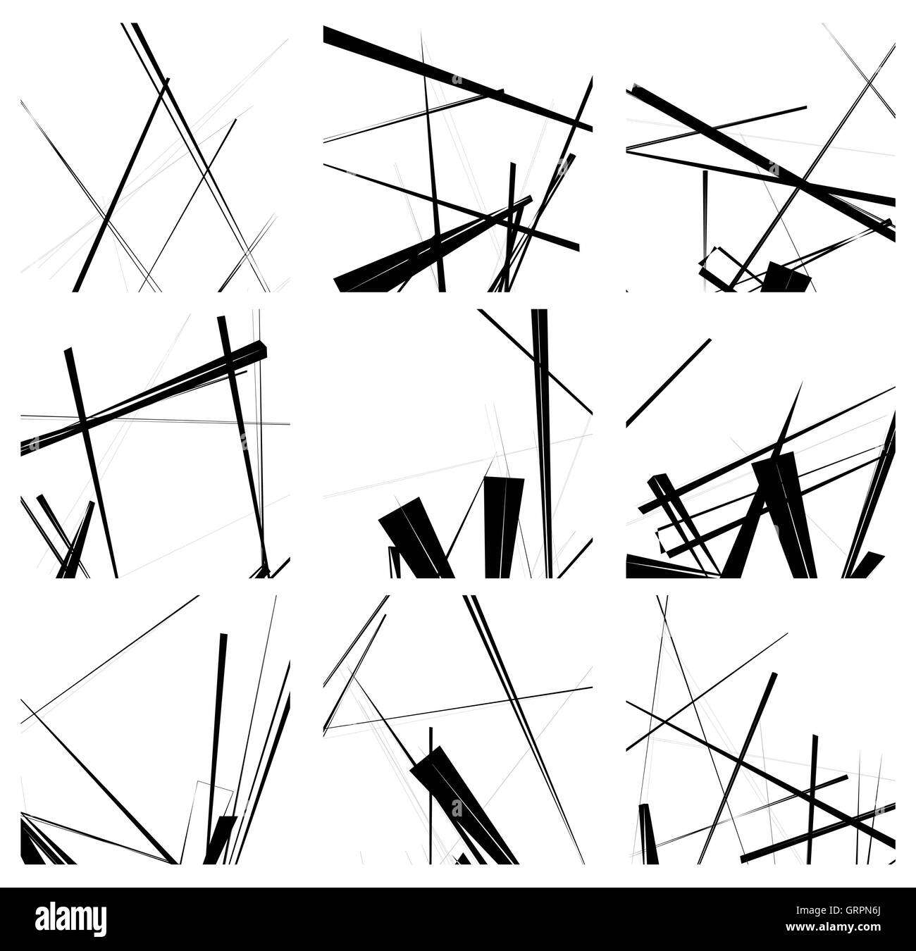 Random lines artistic element / pattern set. Non figural monochrome ...