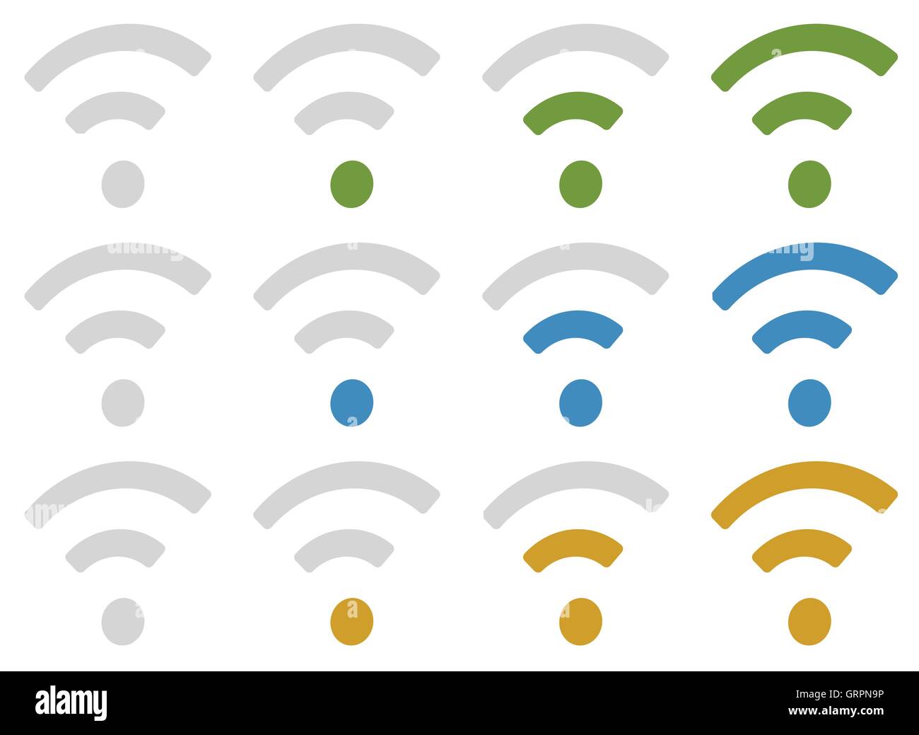 Signal (wireless connection, wifi, wireless internet) signs, symbols ...