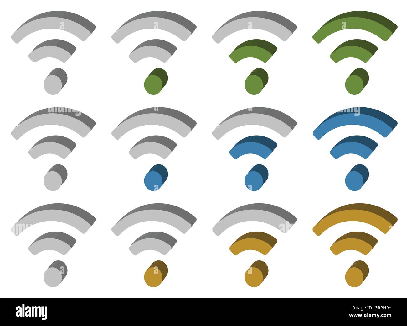 Signal (wireless connection, wifi, wireless internet) signs, symbols ...