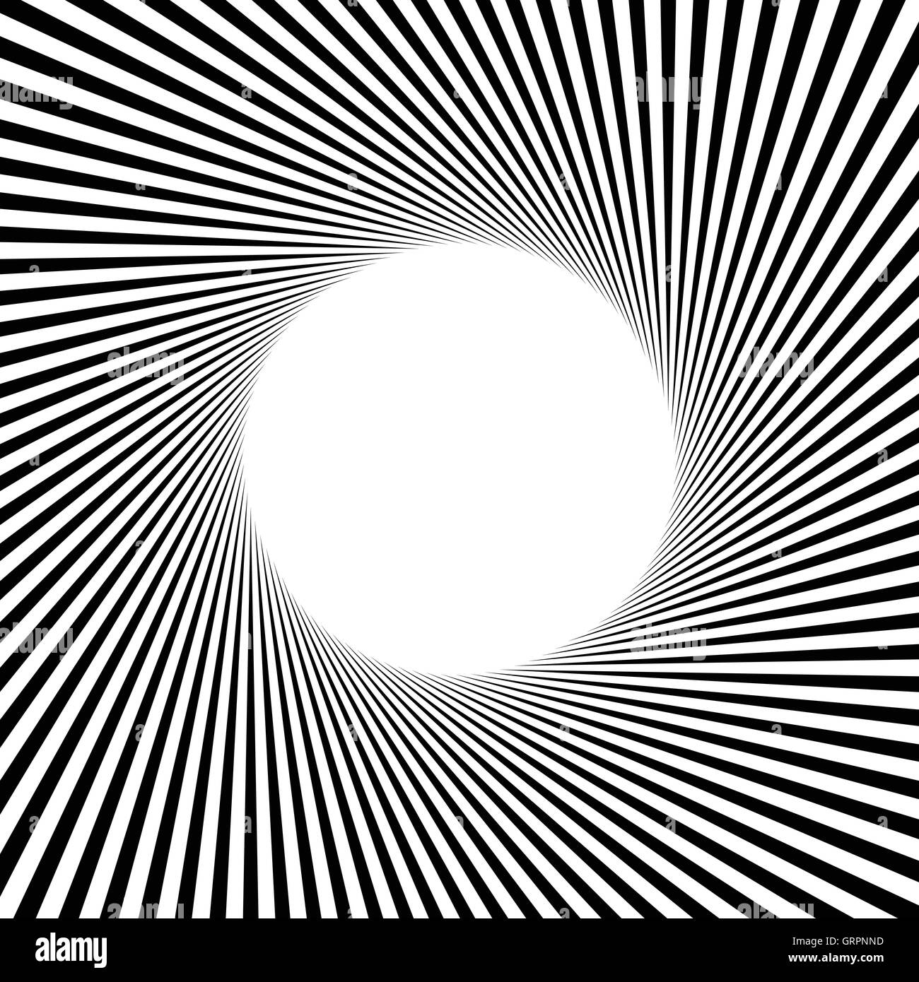 Circular, stripes lines geometric pattern. Monochrome illustration ...