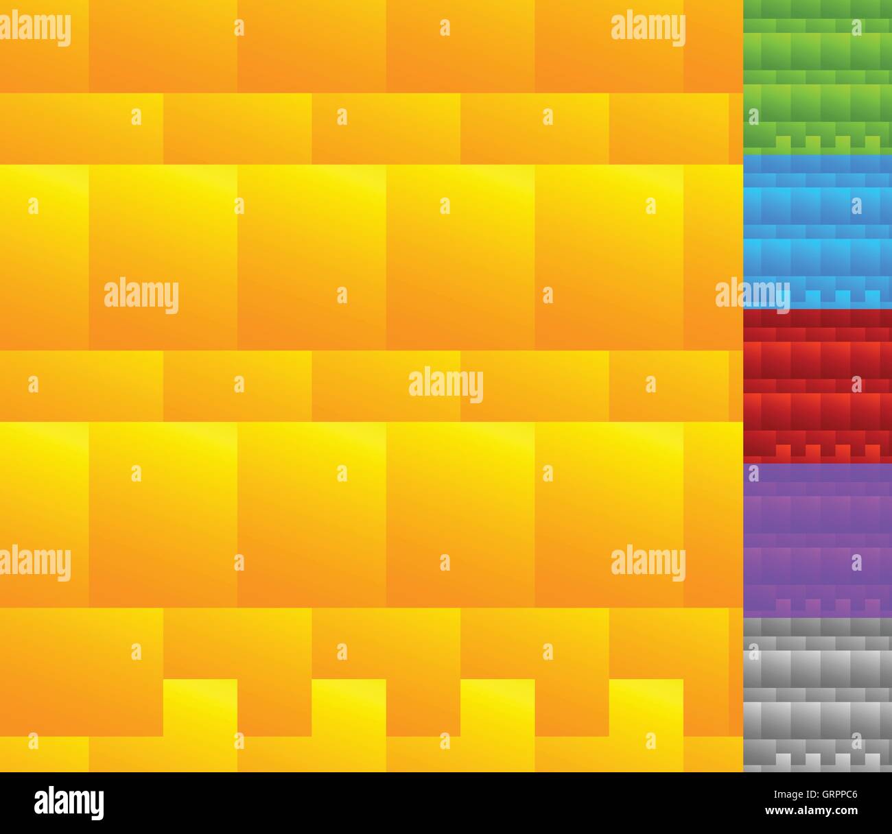 Set of seamless patterns in 6 colors: Overlapping squares, rectangles ...