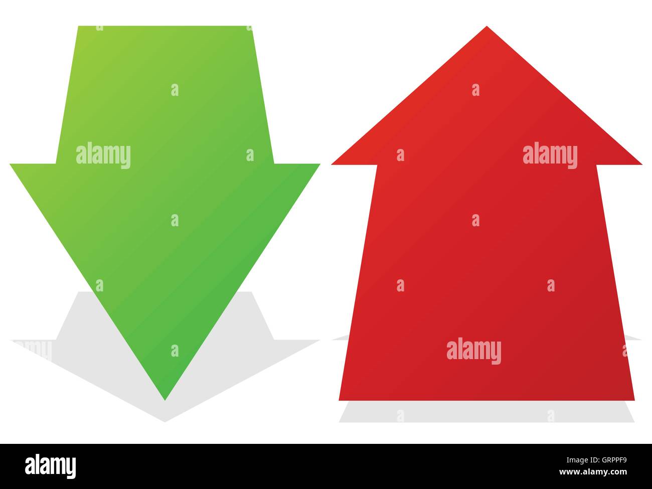 Set Of 3d Up Down Arrows In Perspective Green Red Arrows Stock Vector