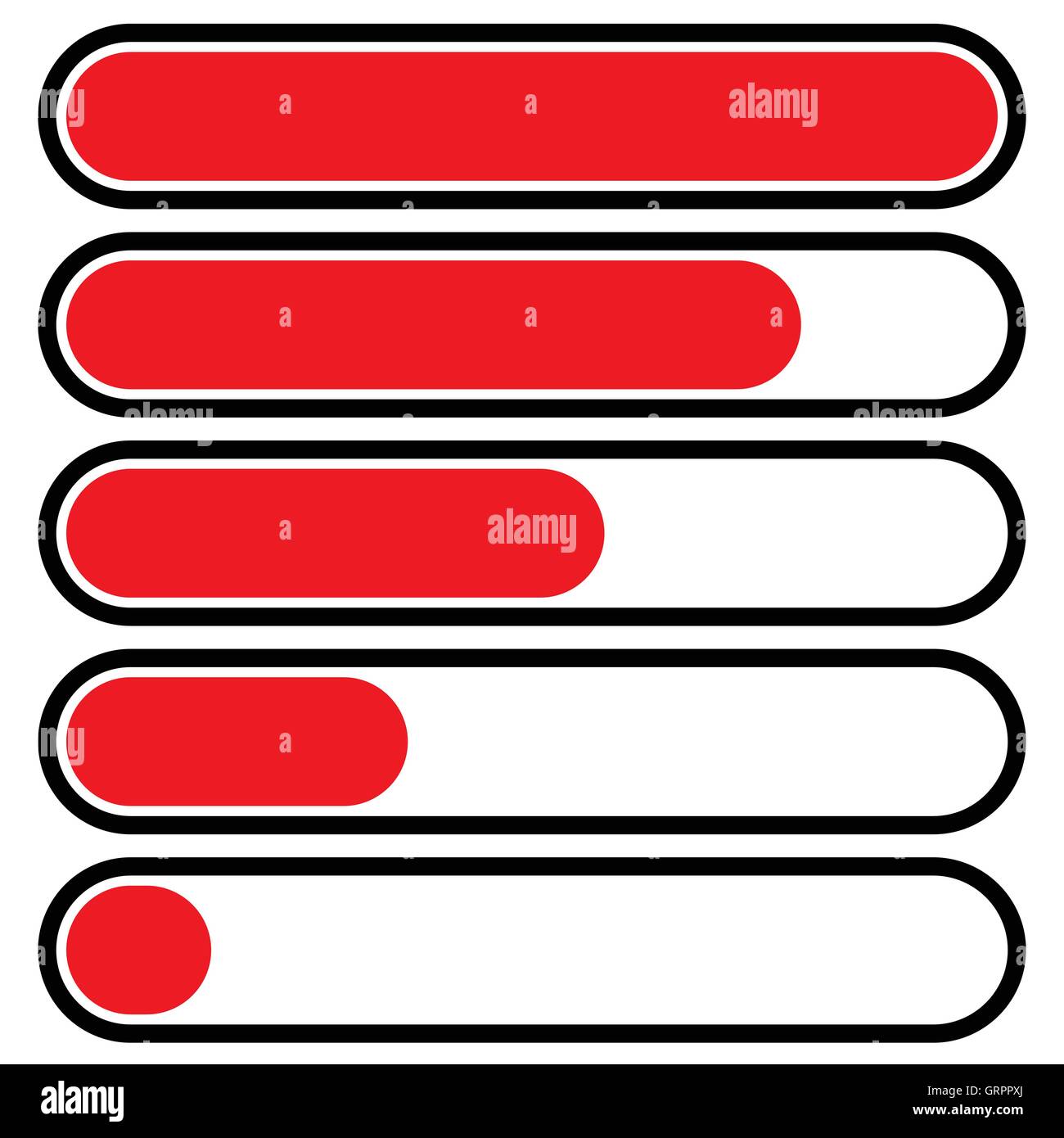 5-step progress, load bars in sequence. Step, phase, level, completion indicator Stock Vector ...