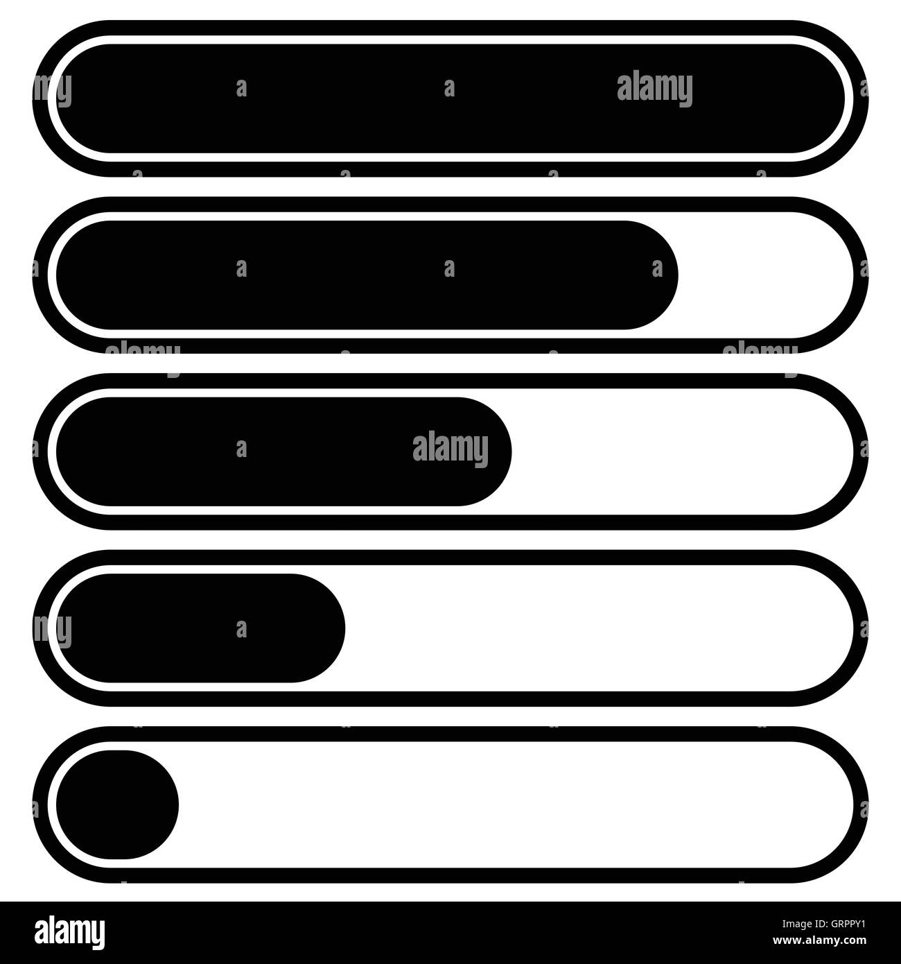 5-step progress, load bars in sequence. Step, phase, level, completion indicator Stock Vector ...