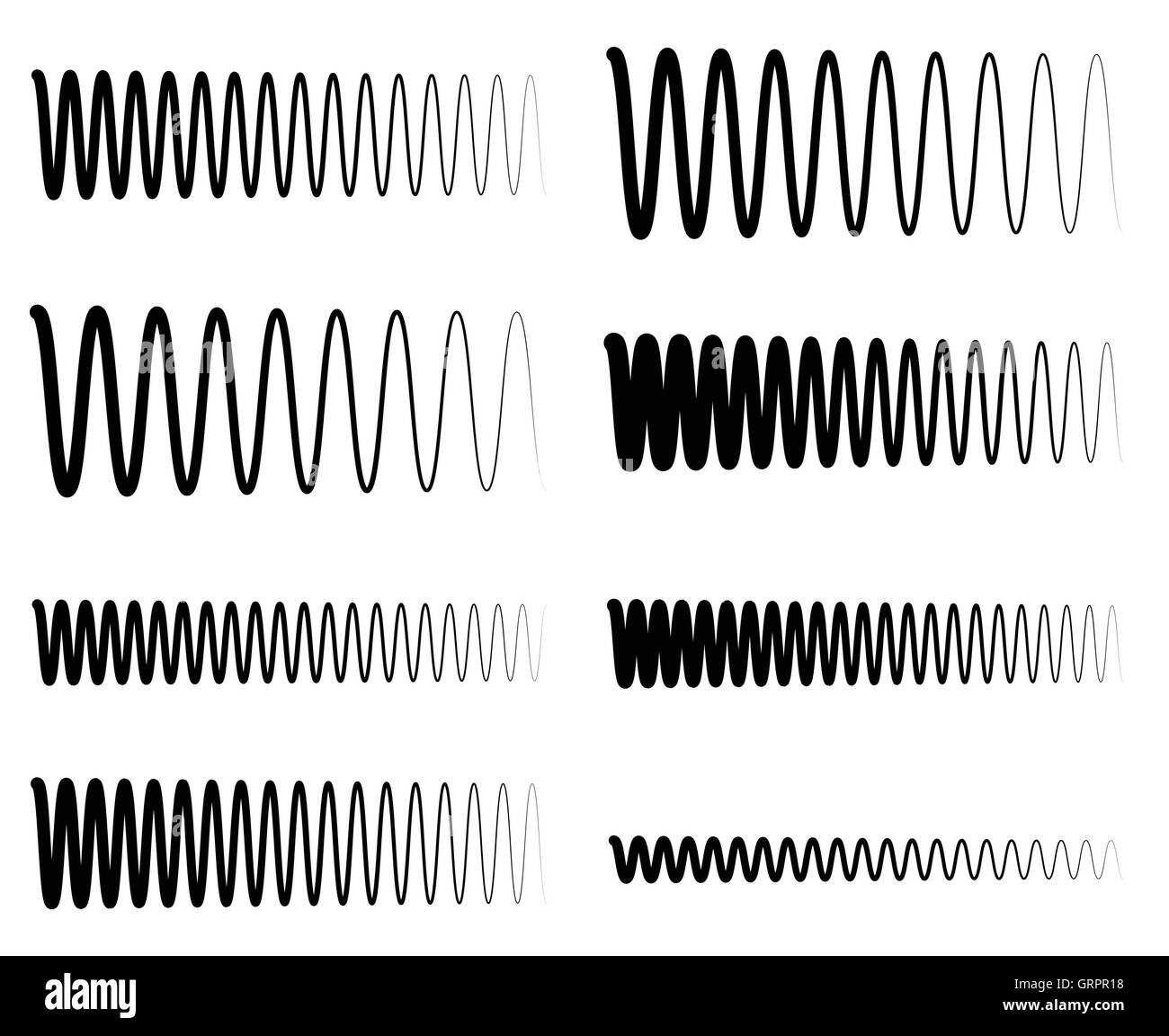 Wavy, zigzag EQ equalizer lines. Amplitude, soundwave, frequency ...