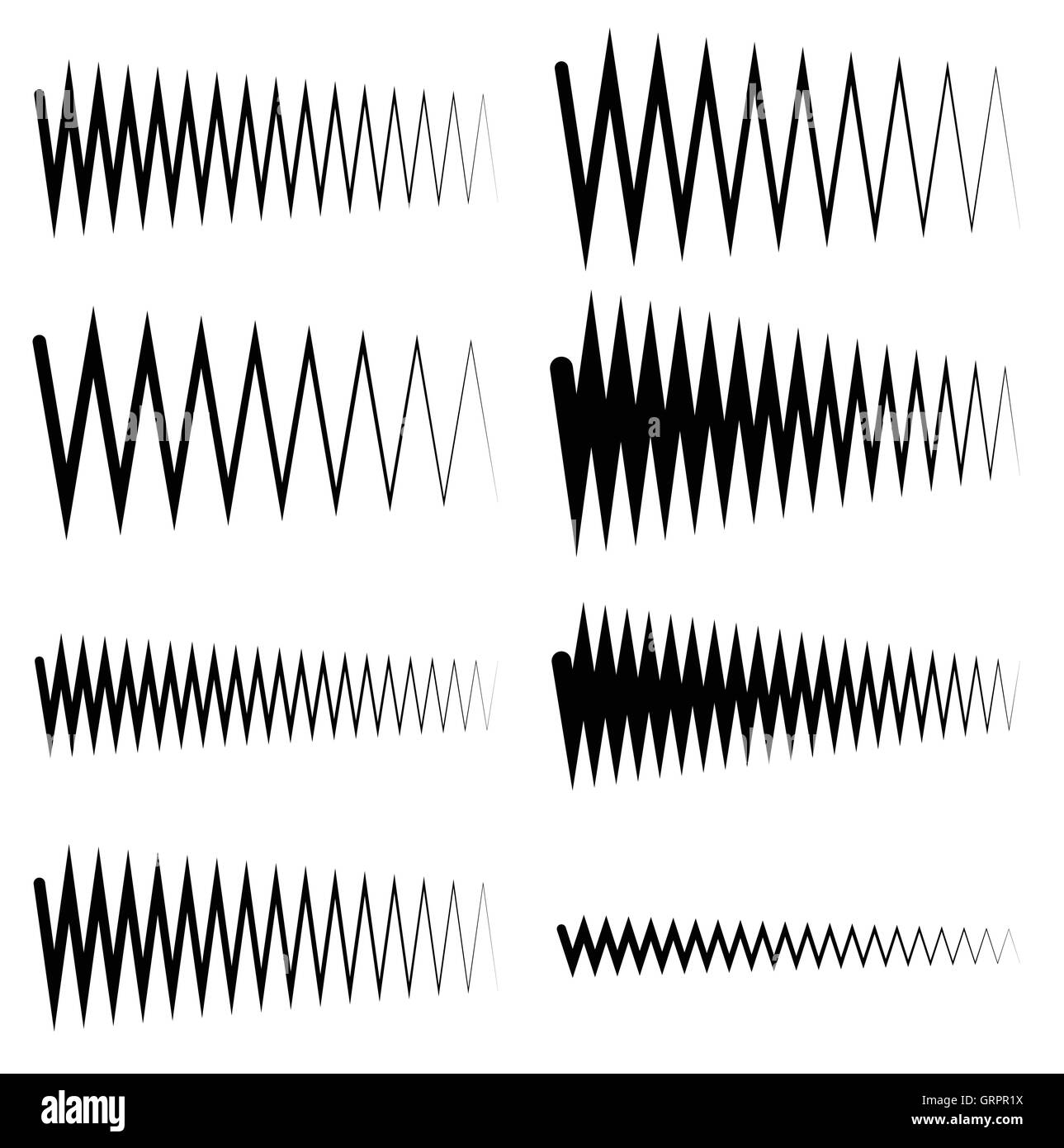 Wavy, zigzag EQ equalizer lines. Amplitude, soundwave, frequency ...