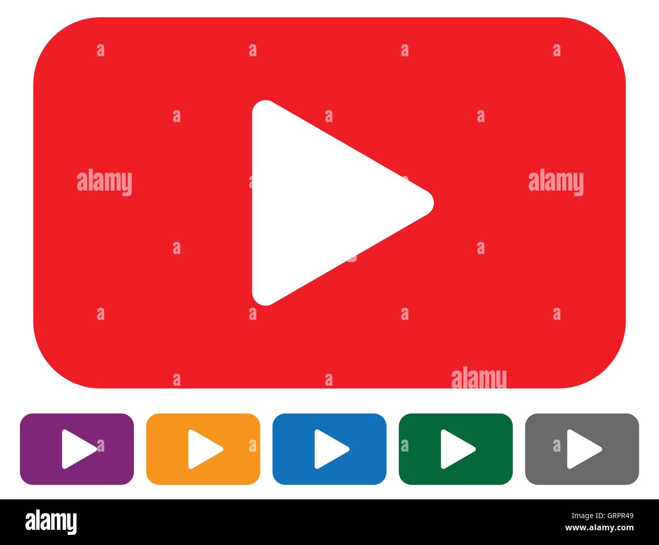 Flat style play button play icon in 6 color Stock Vector Image & Art ...