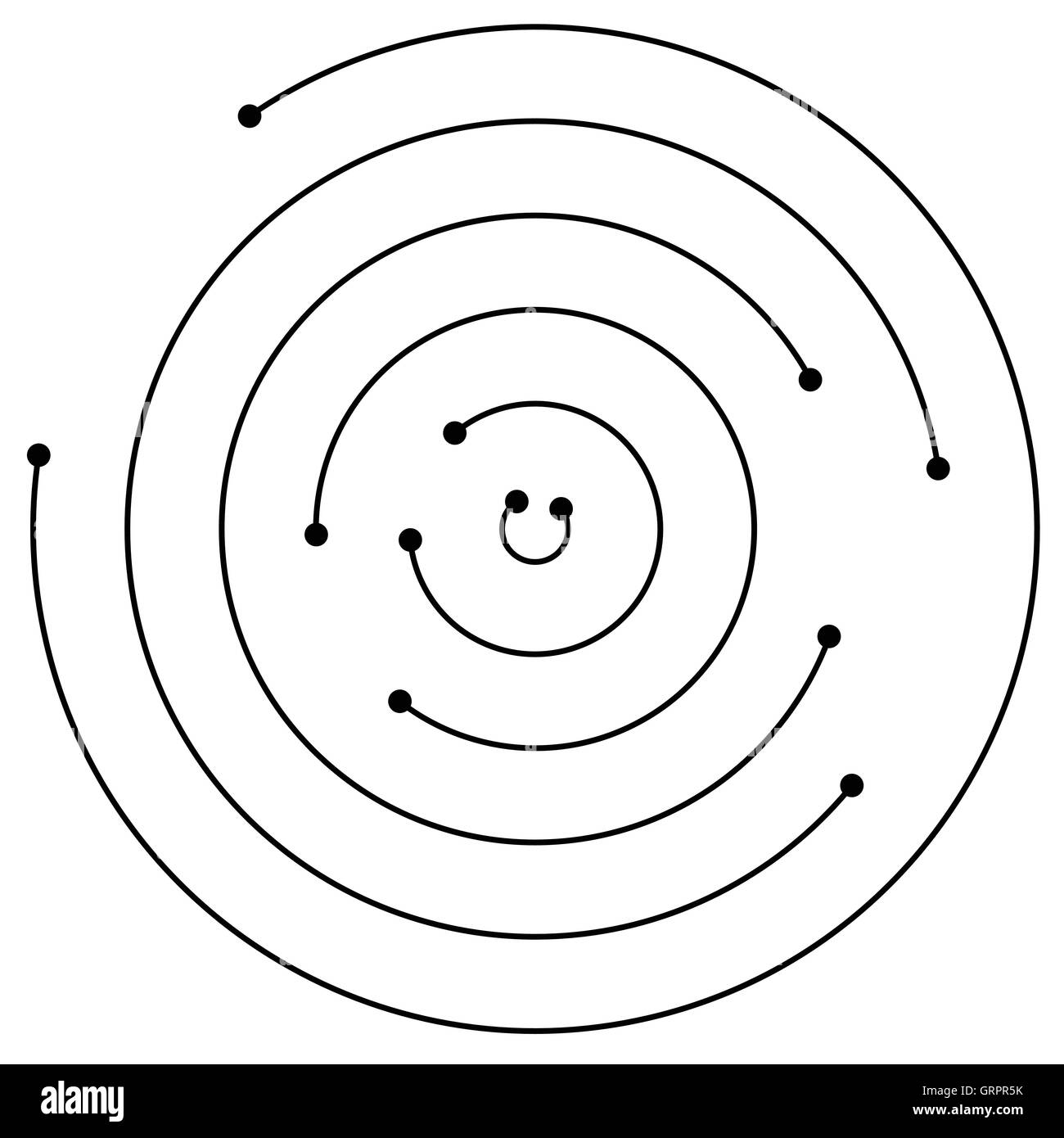 Random concentric circles with dots. Circular, spiral design element ...