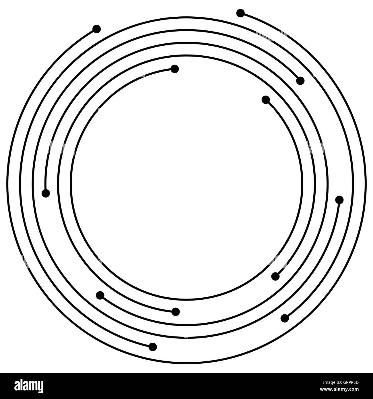 Random concentric circles with dots. Circular, spiral design element ...