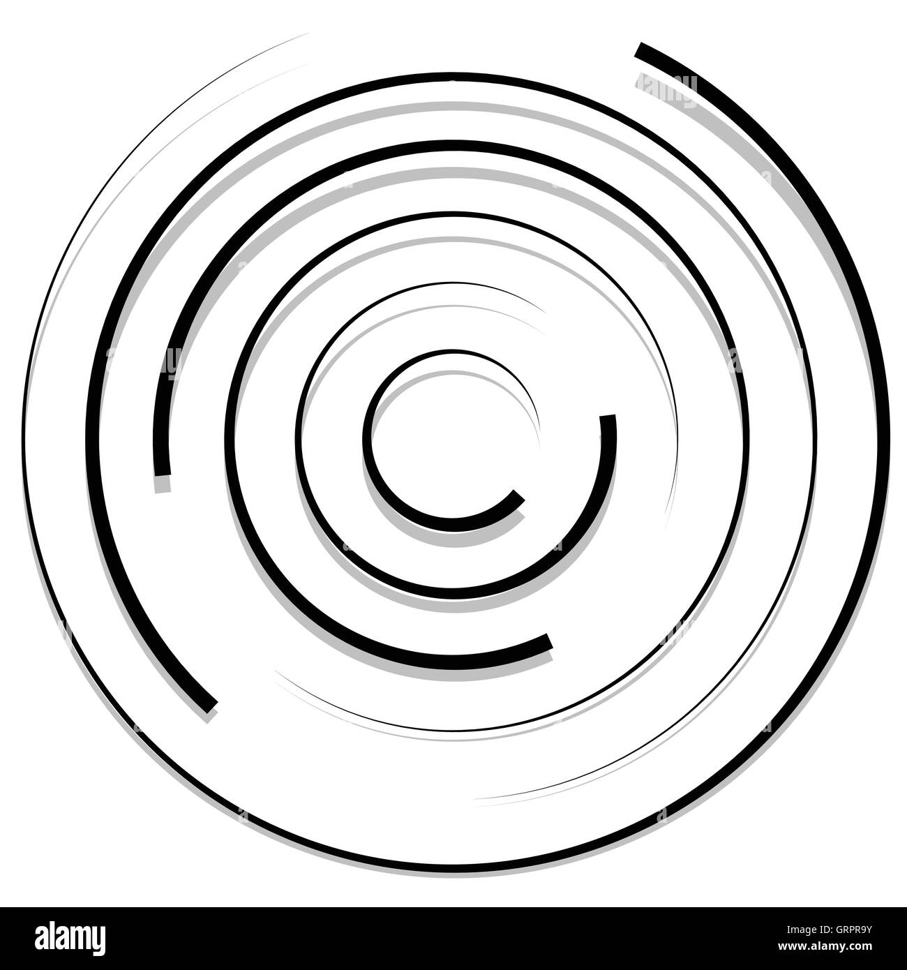 Concentric random circles with dynamic lines. Circular spiral, swirl ...