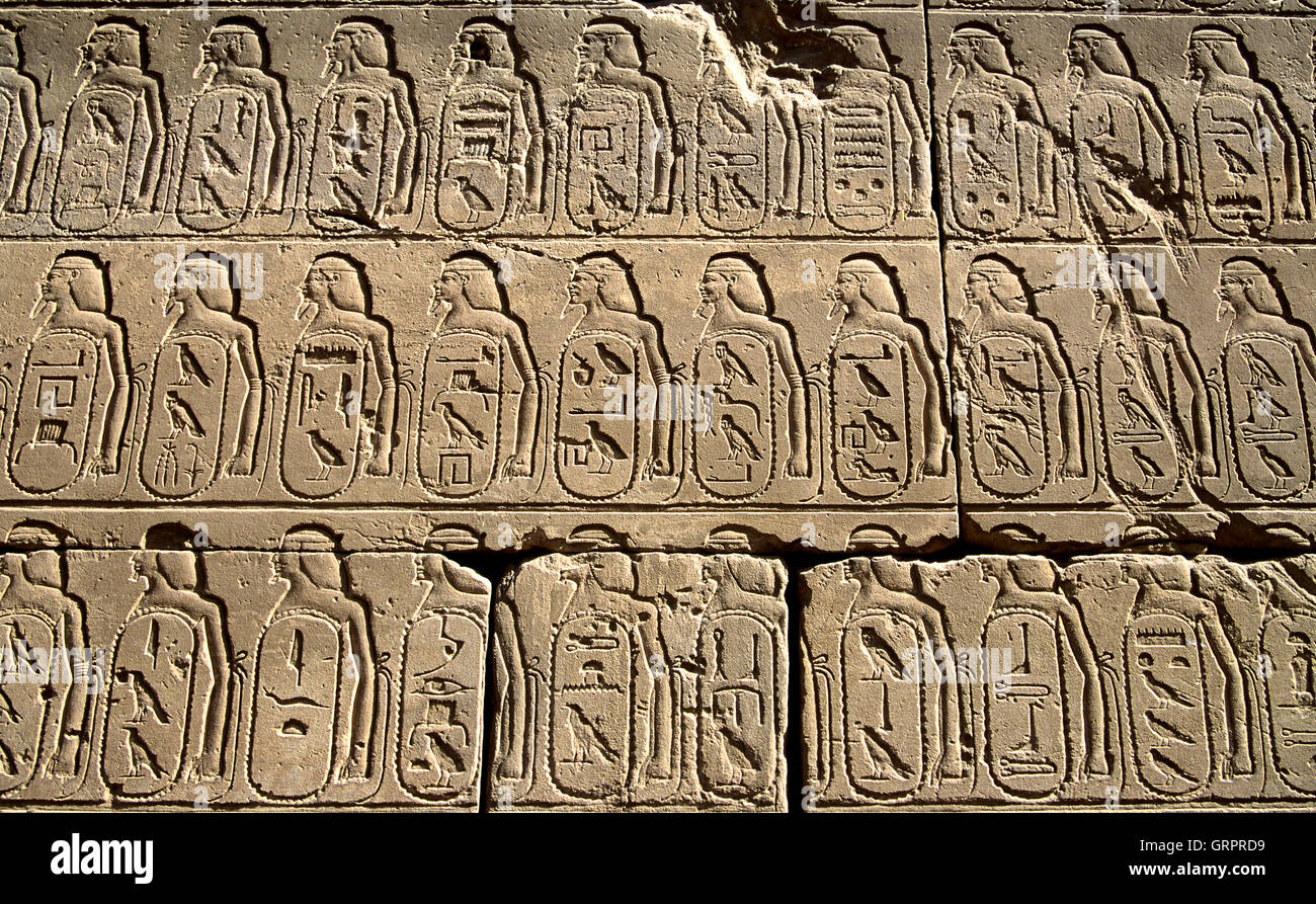 Cartouches of the pharaohs, Temple of Amun-Ra, Karnak, Upper Egypt ...