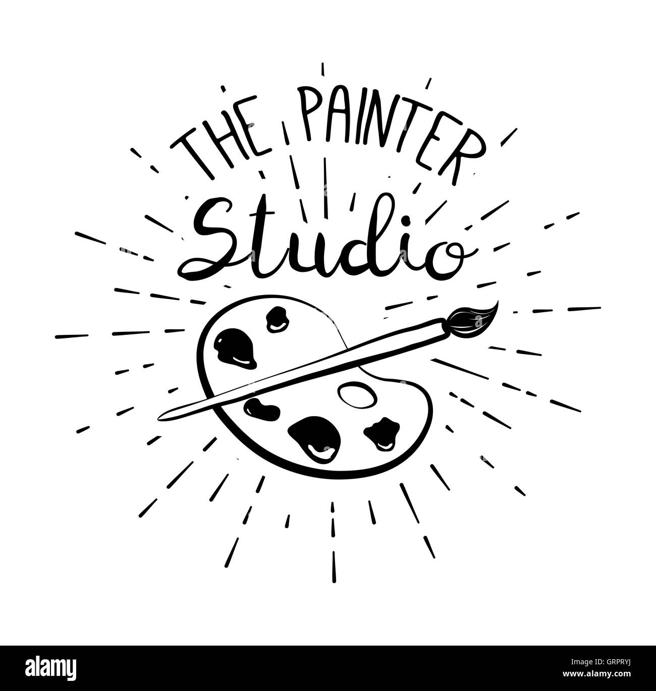 The Painter Studio - Abstract stylish round design studio illustration ...