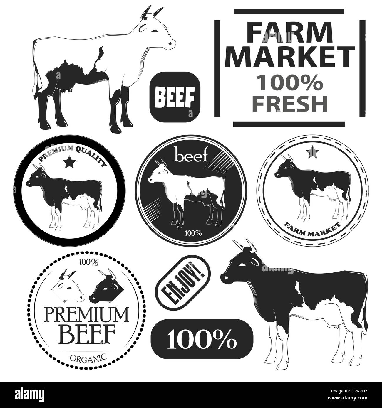 Set of premium beef labels, badges and design elements. Vector Stock ...
