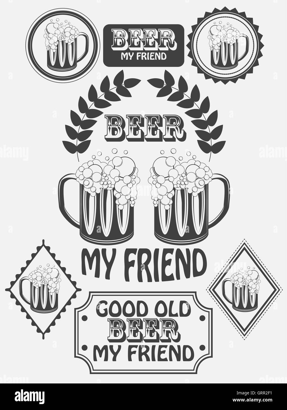 Vintage craft beer brewery emblems, labels and design elements. Beer my ...