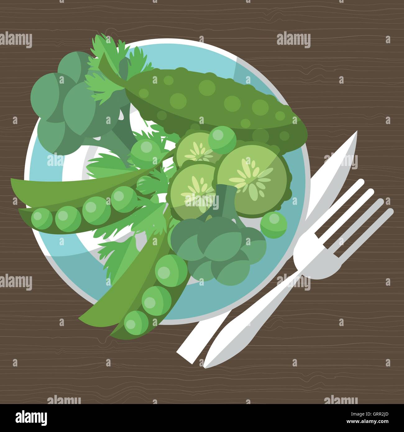 Plate green peas illustration Stock Vector Images - Alamy