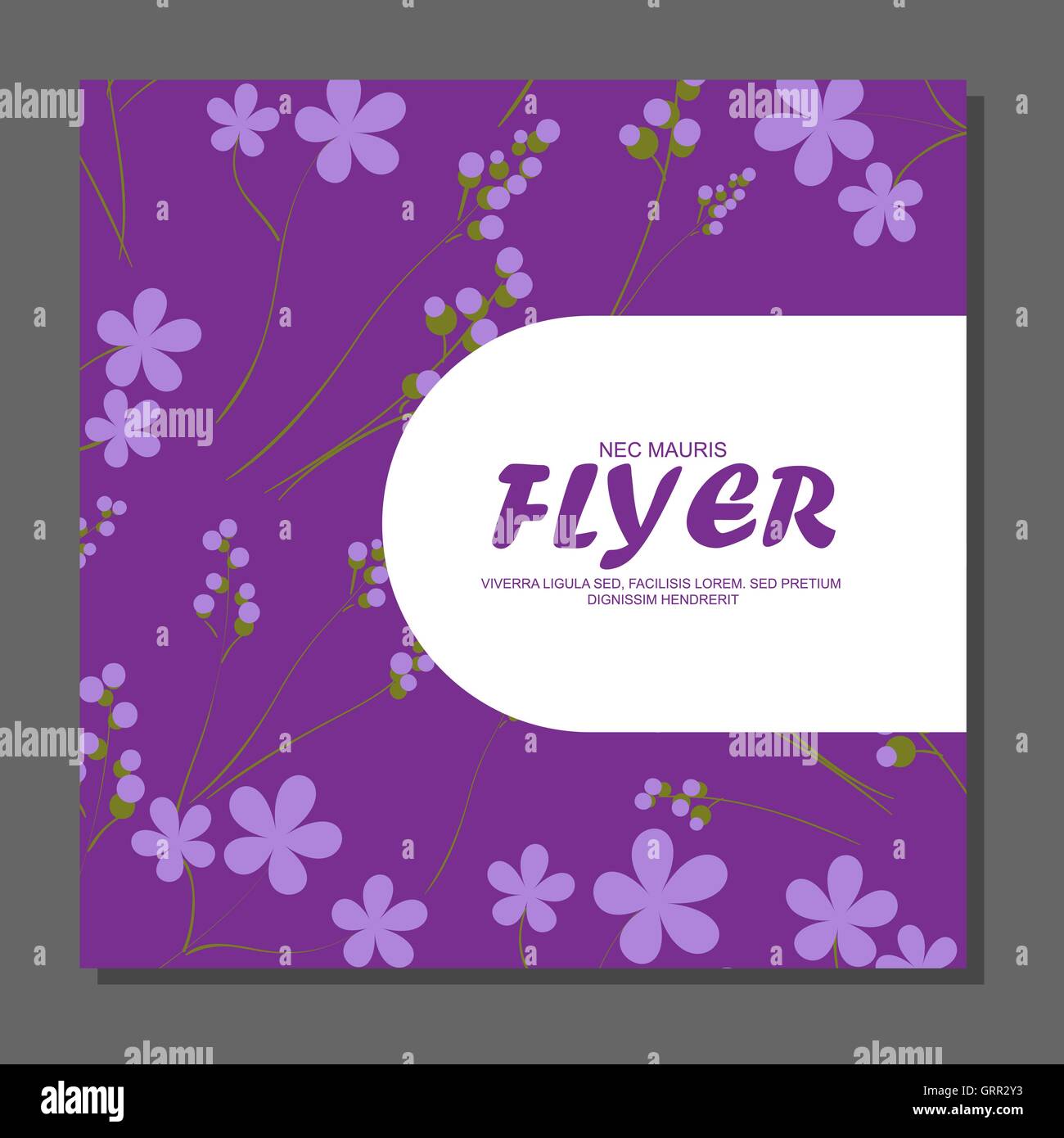 Violet flowers on a flyer. Can be used as greeting cards or wedding ...
