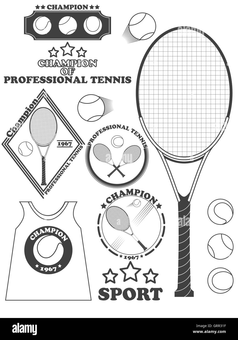 Tennis league labels, emblems and design elements. Vector Stock Vector ...