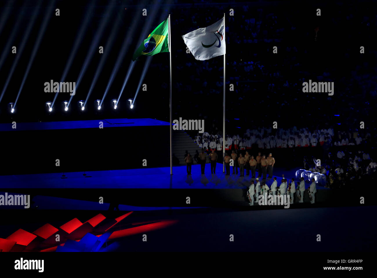The Brazilian flag and The International Paralympics Committee flag ...