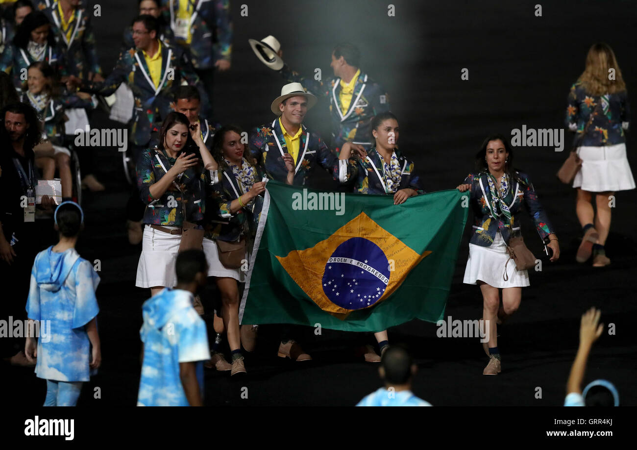 Members of the Brazilian delegation during the opening ceremony of the ...