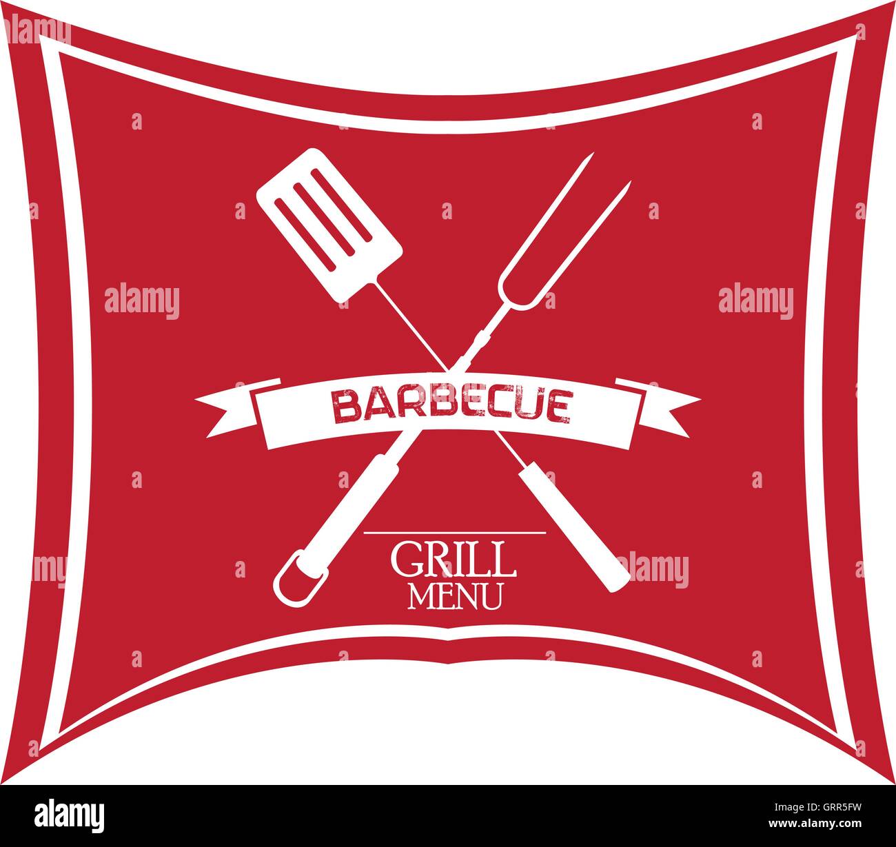 Isolated barbecue stamp with silhouettes of silverwares, Vector ...